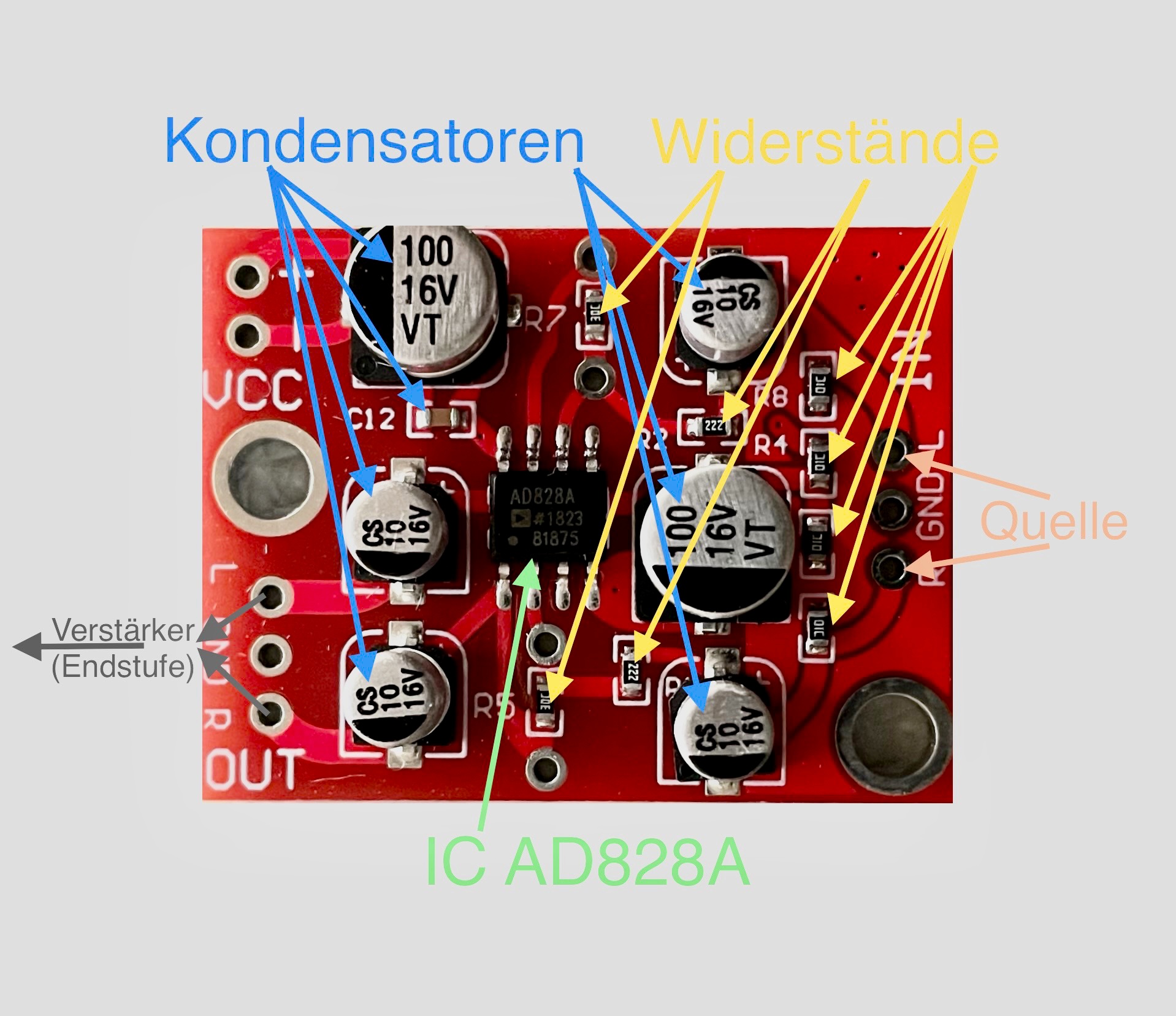 Stereo Vorverstärker AD828A | Röhre, RasPi und mehr